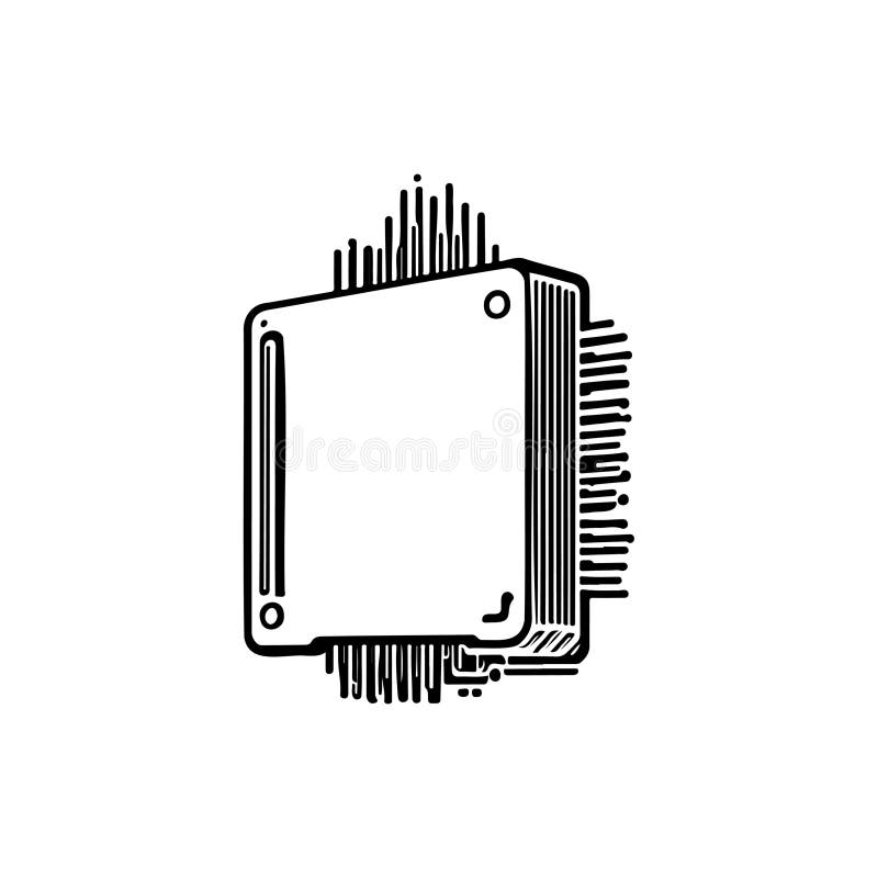 Processor Chip Icon Hand Draw Black Colour Artificial Intelligence Logo ...