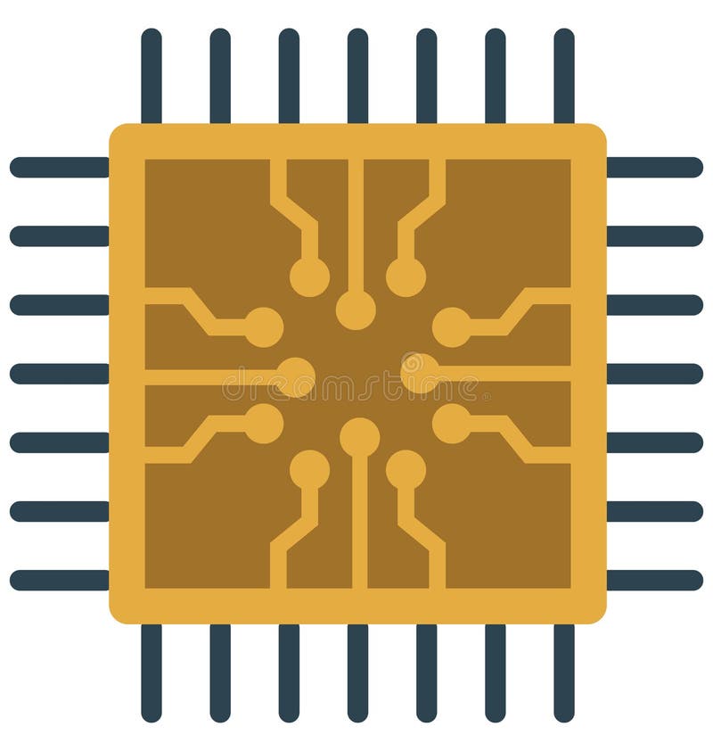 Processor Chip Bold Line Icon Which Can Easily Modify or Edit and Color ...