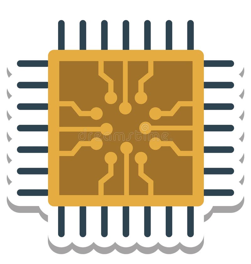 Processor Chip Color Isolated Vector Icon that Easily Can Be Modified ...