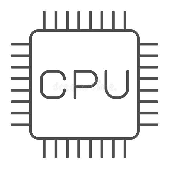 Processor Chip Thin Line Icon. Computer Hardware, Central Processing Unit Symbol, Outline Style ...