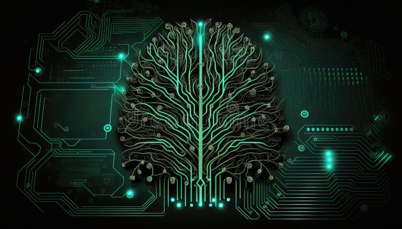 Processor Chipset and Circuit Board Background. Futuristic Cyberspace ...