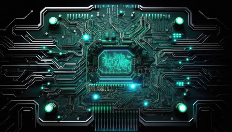 Processor Chipset and Circuit Board Background. Futuristic Cyberspace ...