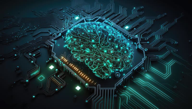 Processor Chipset and Circuit Board Background. Futuristic Cyberspace ...