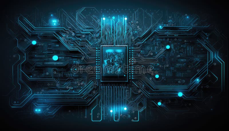 Processor Chipset and Circuit Board Background. Futuristic Cyberspace ...