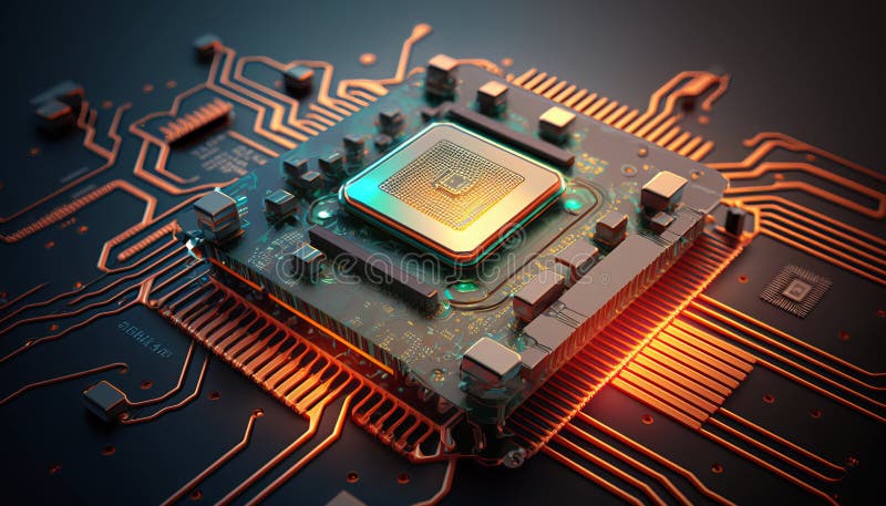Processor Chipset and Circuit Board Background, Generative AI Stock ...