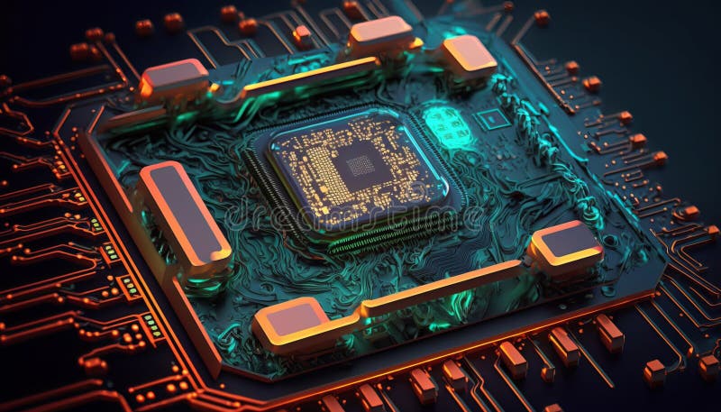 Processor Chipset and Circuit Board Background, Generative AI Stock ...