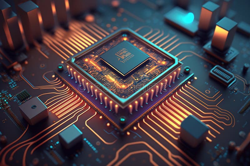 Processor Chipset and Circuit Board Background Stock Illustration ...