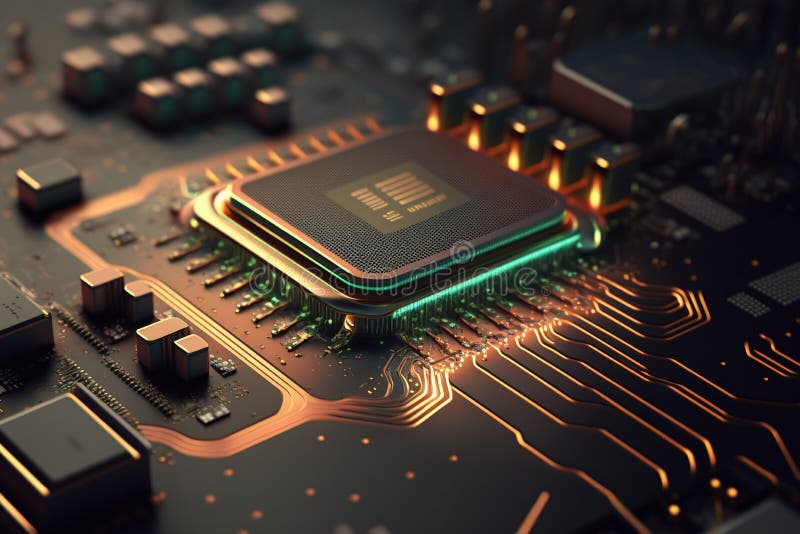 Processor Chipset and Circuit Board Background Stock Illustration ...