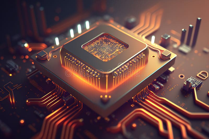 Processor Chipset and Circuit Board Background Stock Illustration ...