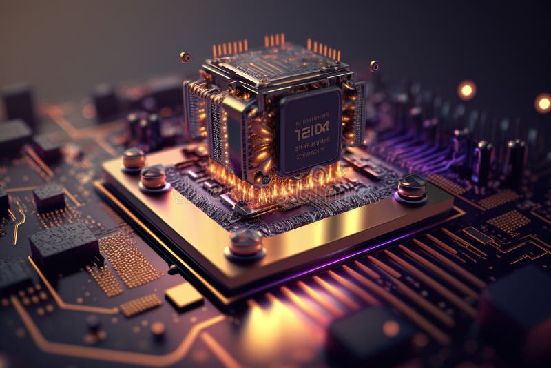 Processor Chipset and Circuit Board Background Stock Illustration ...