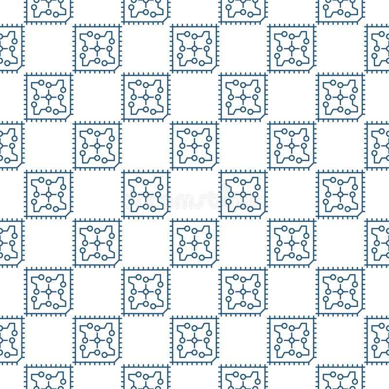 Processor with Circuit Board Vector Concept Line Seamless Pattern Stock ...