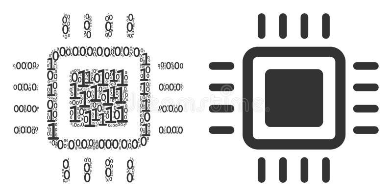 Processor Mosaic of Binary Digits Stock Vector - Illustration of circuit, processor: 119588235