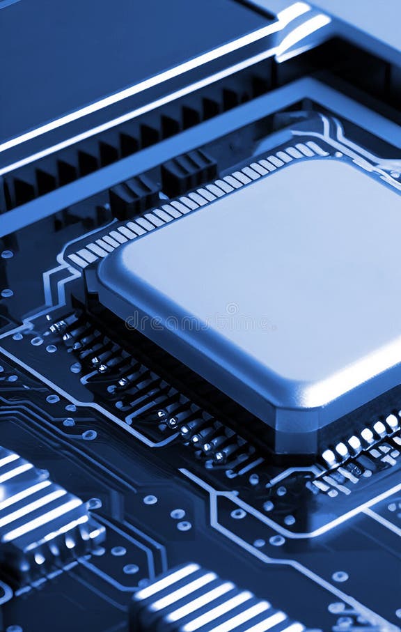 Processor Computer Chip on a Cicuit Board Stock Illustration ...