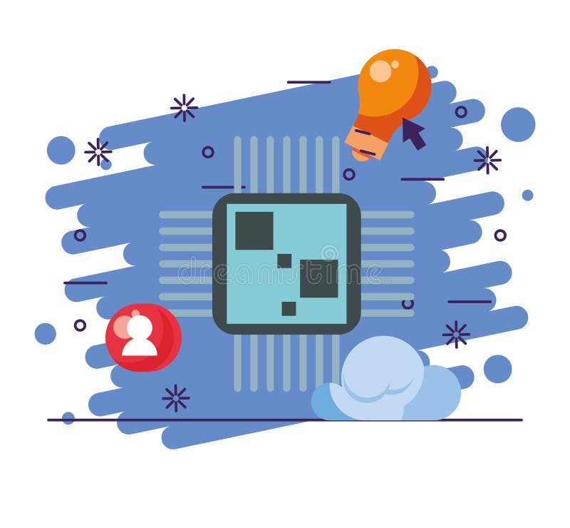 Processor Computer with a Horizontal Processing System Circuit Stock ...