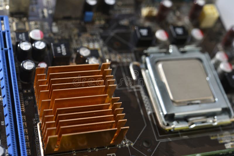 The Processor of the Computer on the Motherboard. Electronic Elements ...