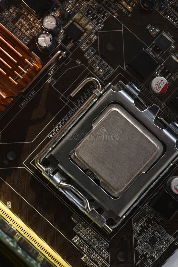 The Processor of the Computer on the Motherboard. Electronic Elements ...