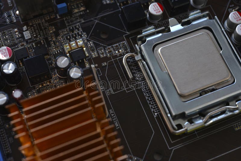 The Processor of the Computer on the Motherboard. Electronic Elements ...