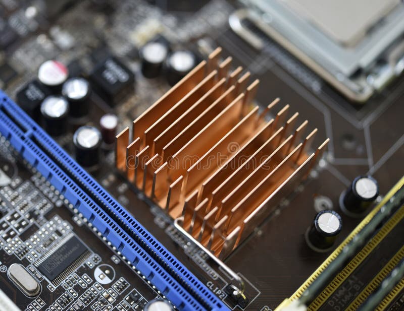 The Processor of the Computer on the Motherboard. Electronic Elements ...