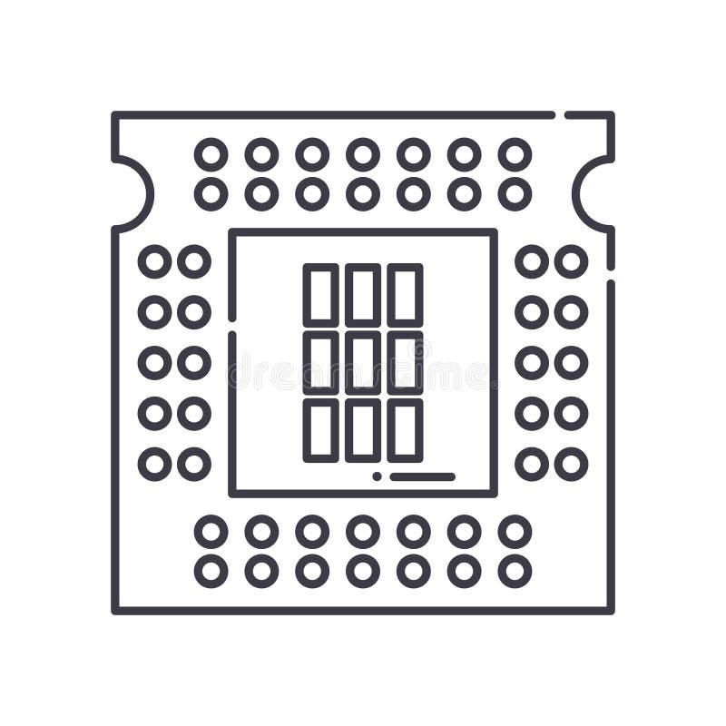 Information Processor Linear Icons Set. Processor, Computer, Data, Software, Algorithm, Storage ...