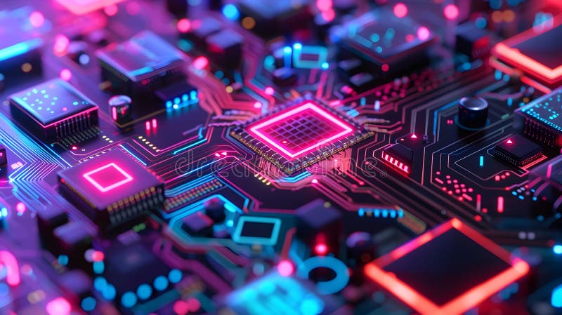 Processor Cpu Blurry Image of an Electronic Circuit Board Circuit Board ...