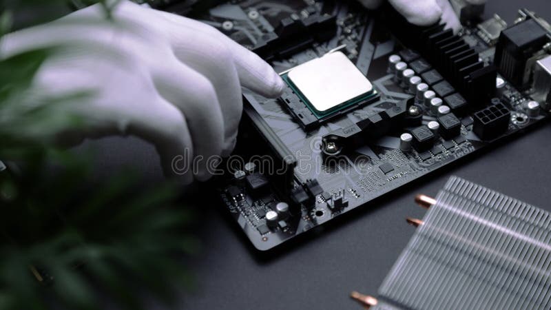 Processor CPU is Installed in a Socket on the Motherboard Stock Video ...