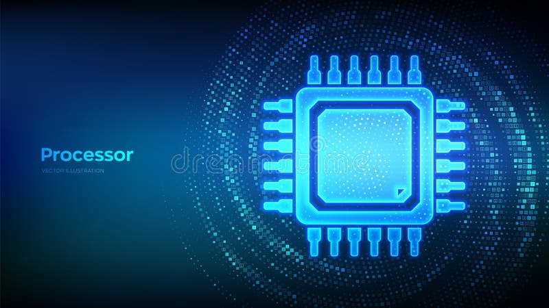 Processor Cpu Microprocessor Or Chip Icon Made With Binary Code Computer Chip Ai Chipset