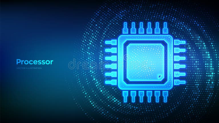 Processor. CPU Microprocessor or Chip Icon Made with Binary Code. Computer Chip. Ai Chipset ...