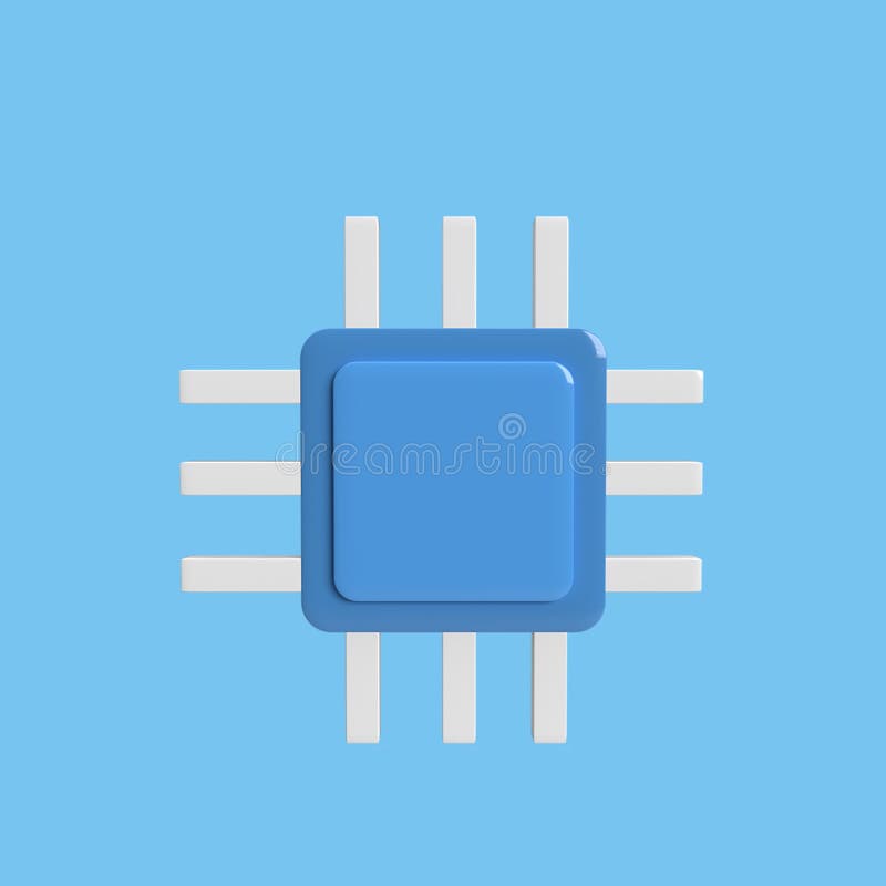 Processor 3d Model Cartoon Style. Render Illustration Stock ...