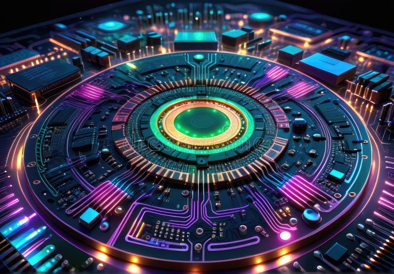 Processor with Dynamic Patterns Stock Illustration - Illustration of ...