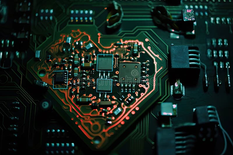 Processor and Electronic Circuit Board in the Shape of a Heart Stock ...