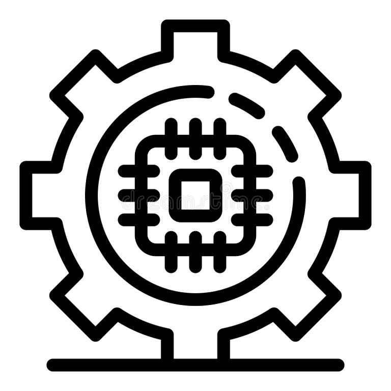 Processor Gear Wheel Icon, Outline Style Stock Vector - Illustration of ...