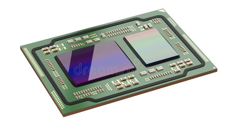 Processor Green Board Isolated on a White Background. Motherboard Chip ...