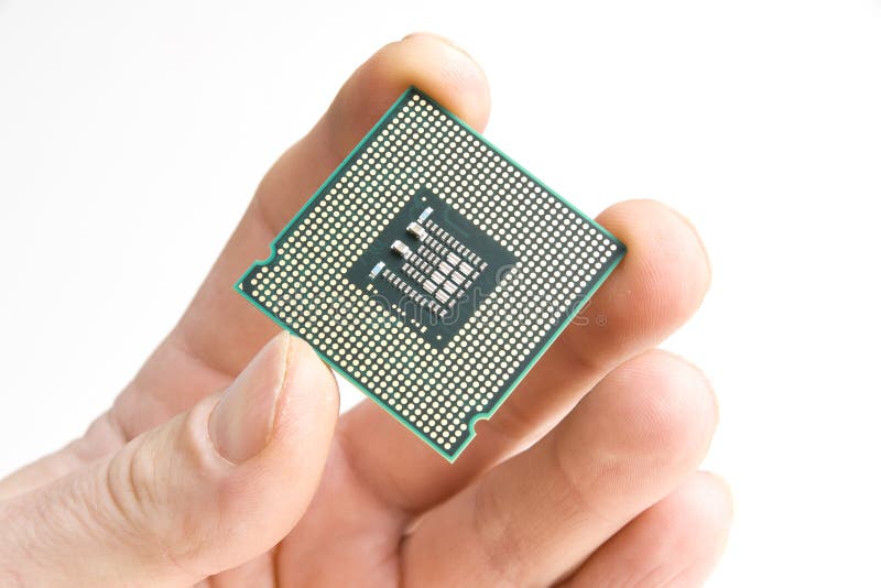 Processor in the hand stock image. Image of isolated - 13386519