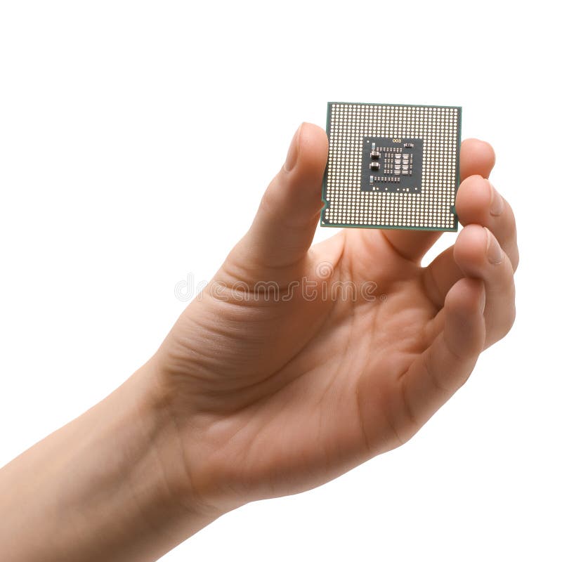 Small Processor And The Finger Stock Image - Image of commission ...