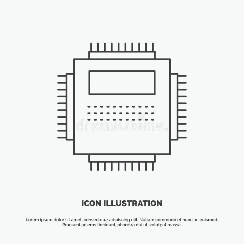 Processor, Hardware, Computer, PC, Technology Icon. Line Vector Gray ...