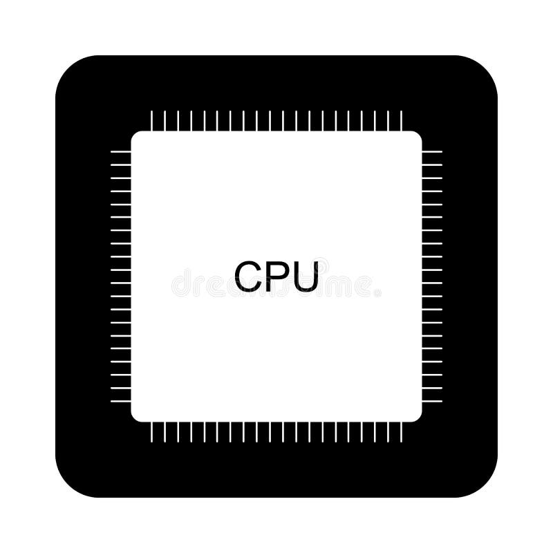 Processor icon on black stock illustration. Illustration of circuit ...