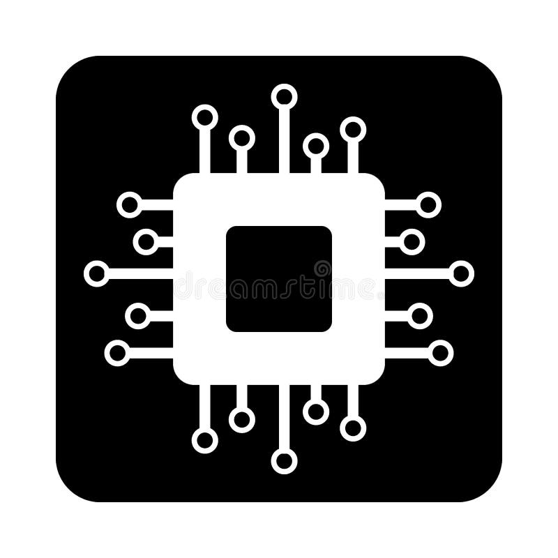 Processor icon on black stock illustration. Illustration of isolated ...