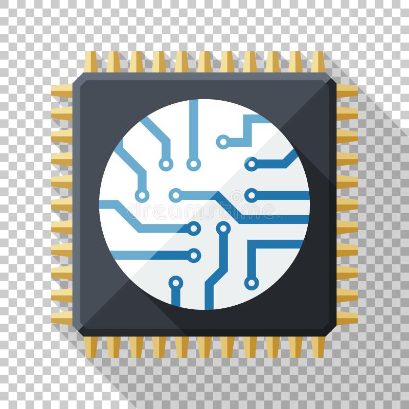Processor Icon in Flat Style on Transparent Background Stock Vector ...