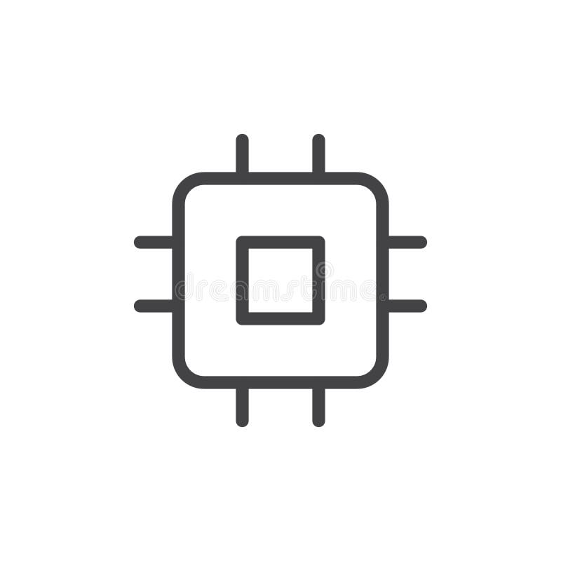 Processor Icon Thin Outline Art Symbol Stock Vector - Illustration of ...