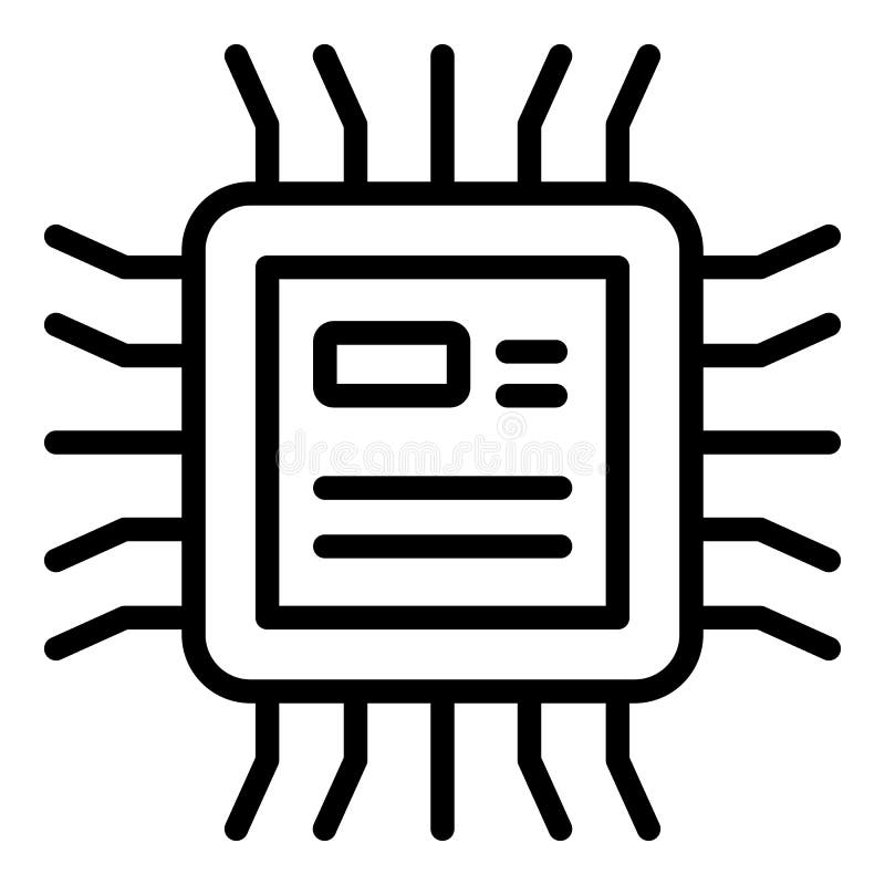 Outline Big Processor Vector Icon. Isolated Black Simple Line Element ...