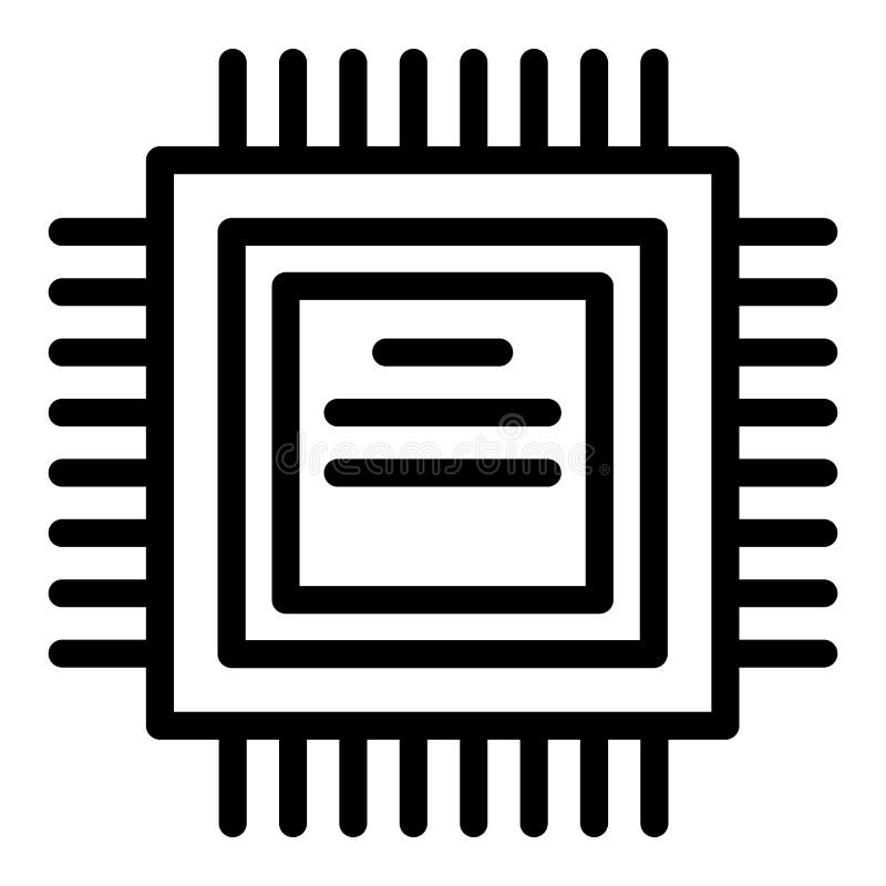 Processor Line Icon. Cpu Vector Illustration Isolated on White. Chip ...