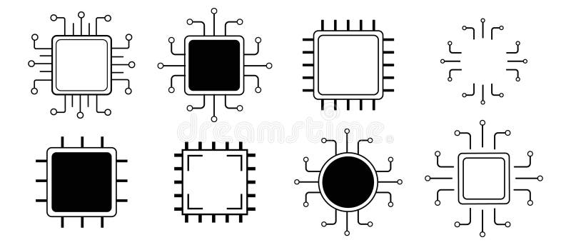Processor Line Icon, Microchip Cpu Technology Board, Central Processing Unit. Design Element ...