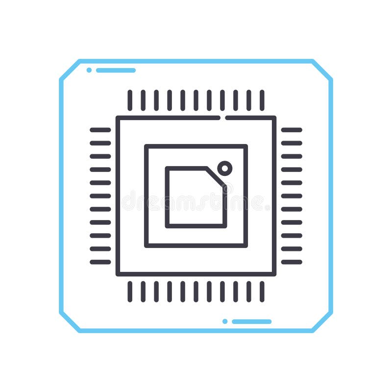 Processor Line Icon, Outline Symbol, Vector Illustration, Concept Sign ...