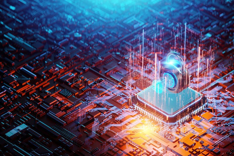 Processor and Lock with Fingerprint Hologram, Fingerprint Scanner. Data ...