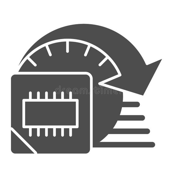 Processor Overlocking Solid Icon. Computer Microchip High Performance ...