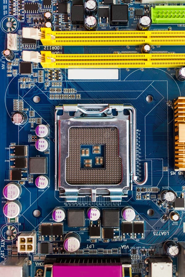 Processor Socket on Motherboard Stock Image - Image of motherboard ...
