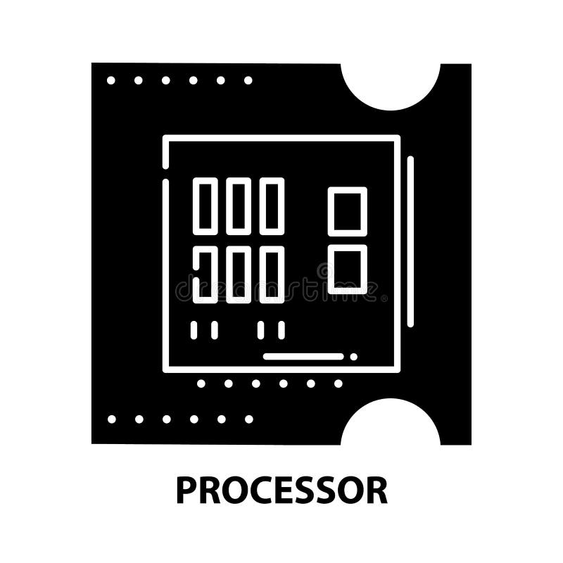 Processor Symbol Icon, Black Vector Sign with Editable Strokes, Concept ...