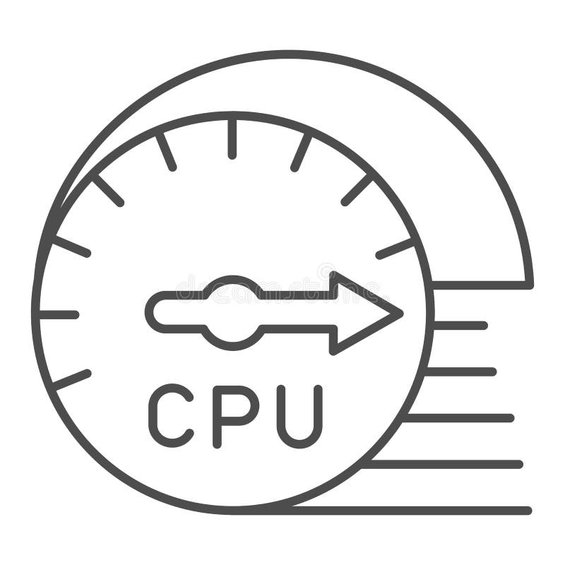 Processor Usage and Load Speed Thin Line Icon. CPU Chip Performance ...
