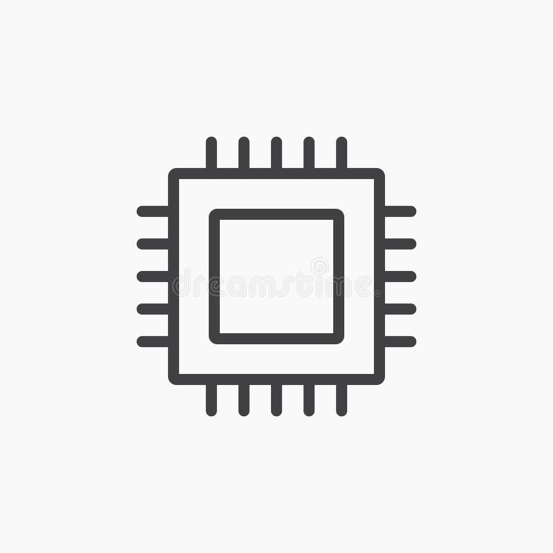 Processorline in Thin Line Black Color. Flat Simple Vector Symbols ...