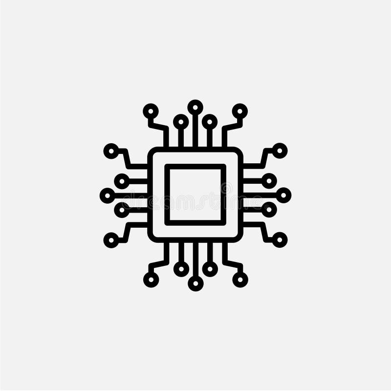 Processorline in Thin Line Black Color. Flat Simple Vector Symbols ...